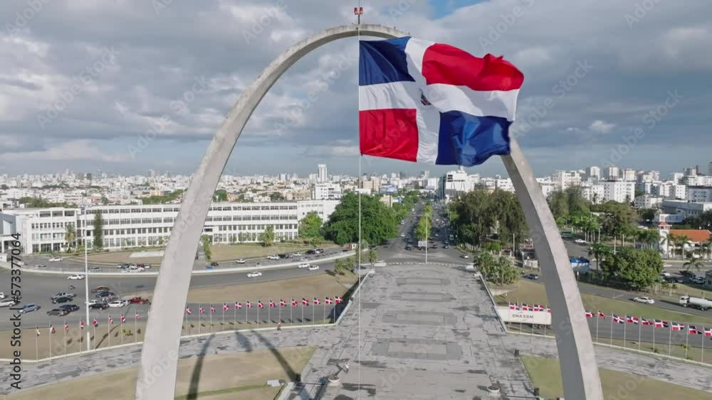 Flag Of The Dominican Republic Flying At Flag Square (Plaza de la ...