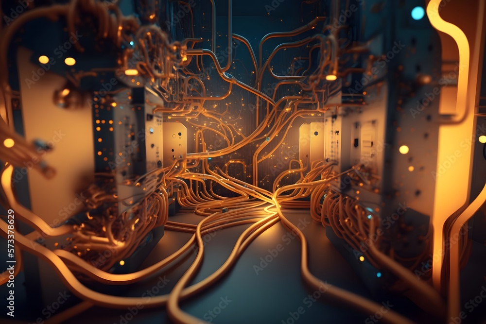 network of wires created using AI Generative Technology Stock ...