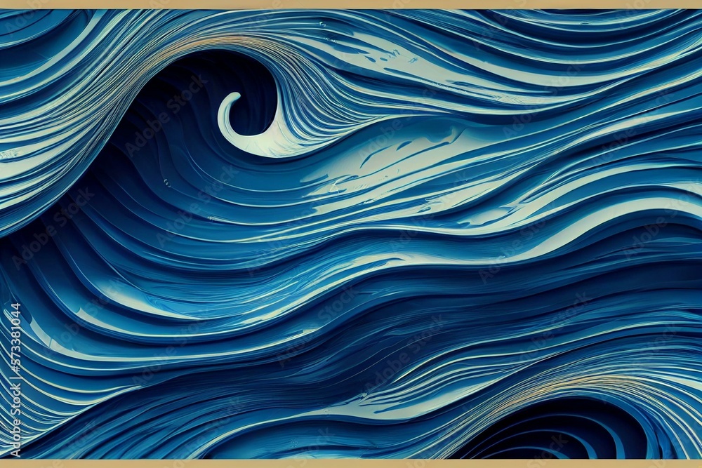 Abstract blue wavy wallpaper. Waves background with curvy details ...