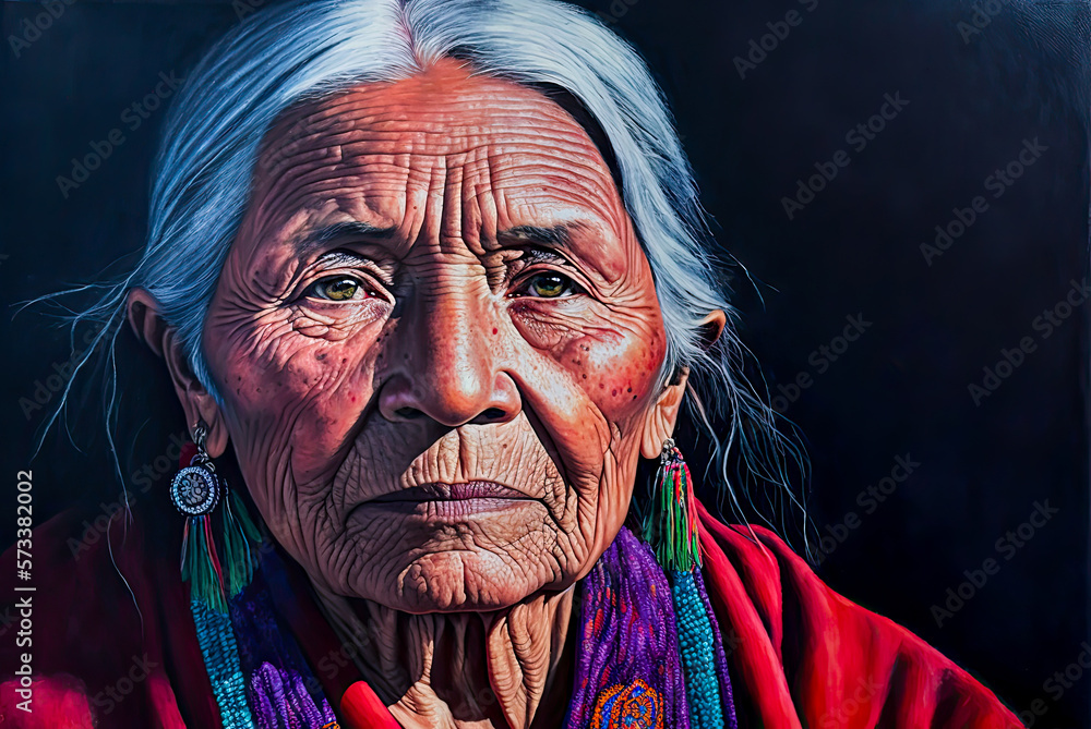 Cherokee woman portrait, Old West. Generative AI Stock Illustration ...