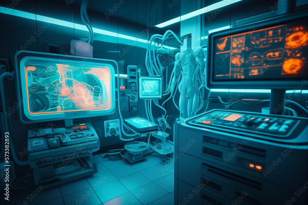 ภาพประกอบสต็อก Innovative technology in a modern hospital operating ...