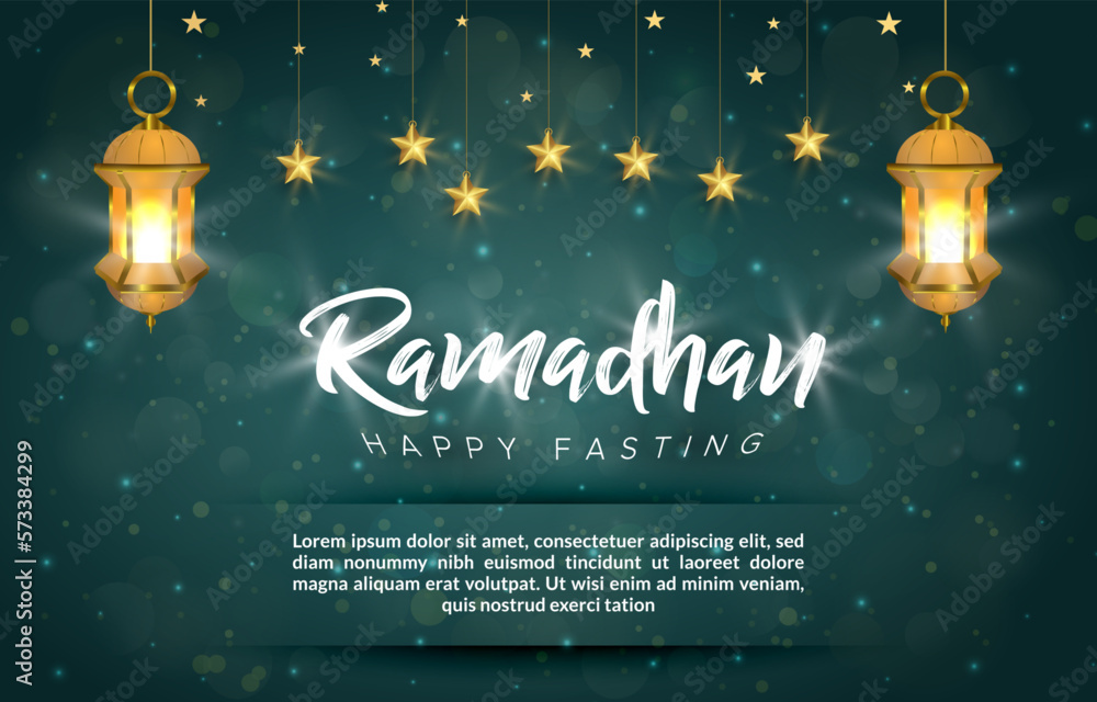 beautiful happy fasting ramadan kareem mubarak template banner with ...