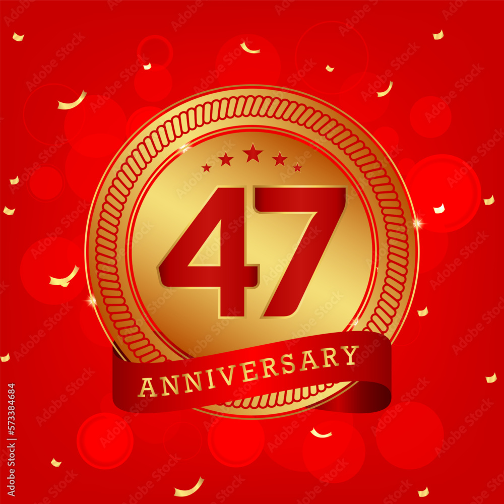 47 years anniversary. Anniversary template design concept with gold and ...