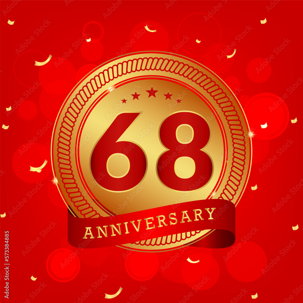 68 years anniversary. Anniversary template design concept with gold and ...