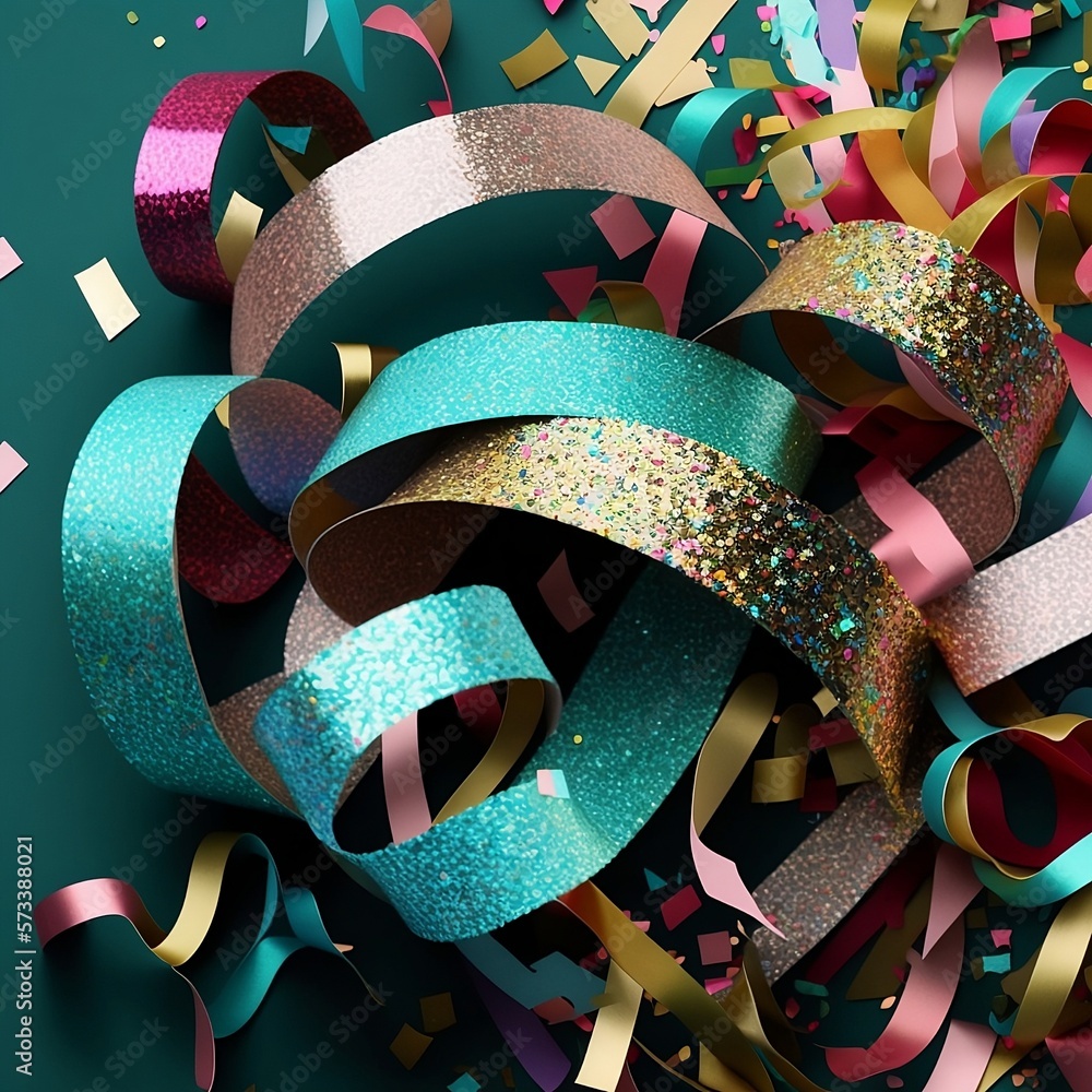 Colorful party ribbons glitter background created with Generative AI ...