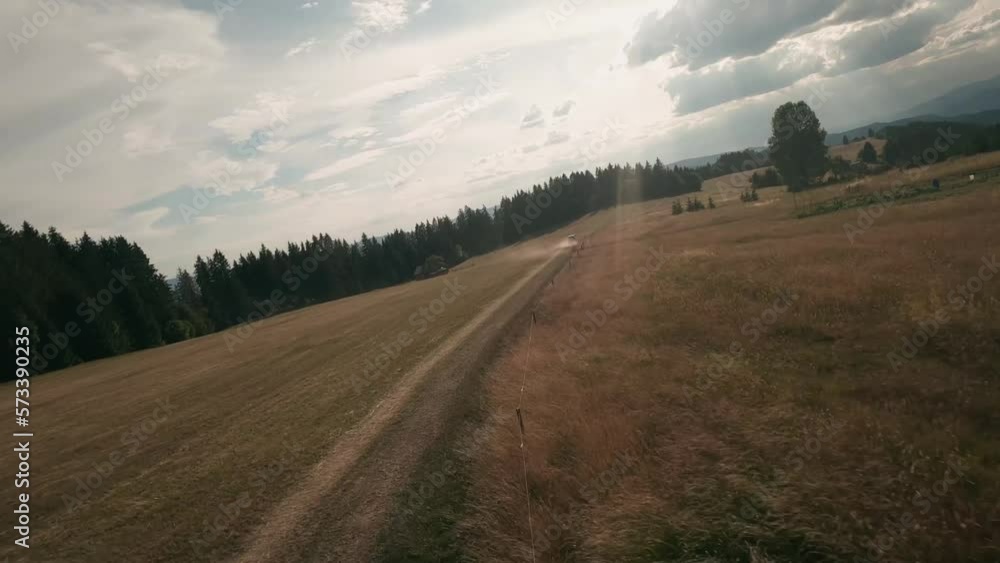 Aerial racing drone footage shot on an action camera. Flying close to ...