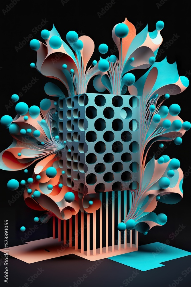 abstract background geometric 3d shapes tech cyber punk 80's sci-fi ...