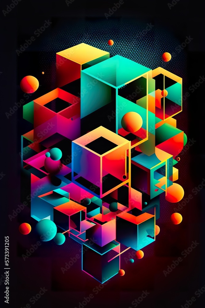 abstract background geometric 3d shapes tech cyber punk 80's sci-fi ...