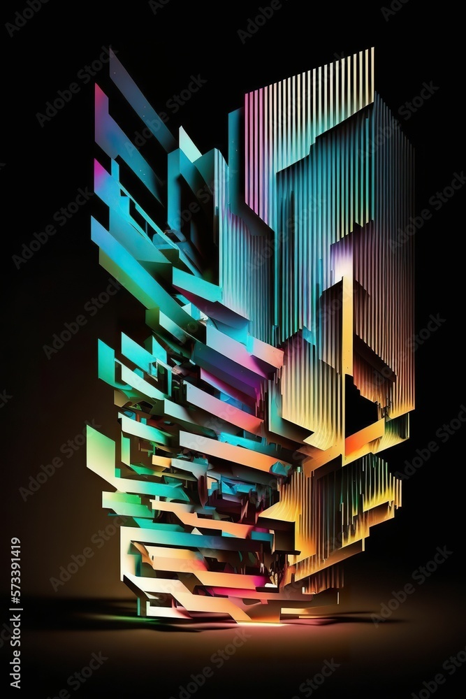 abstract background geometric 3d shapes tech cyber punk 80's sci-fi ...