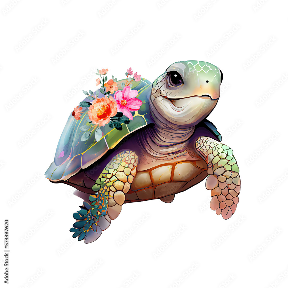 Cute Sea Turtle Pastel Color Watercolor Clipart, Sea Turtle with ...