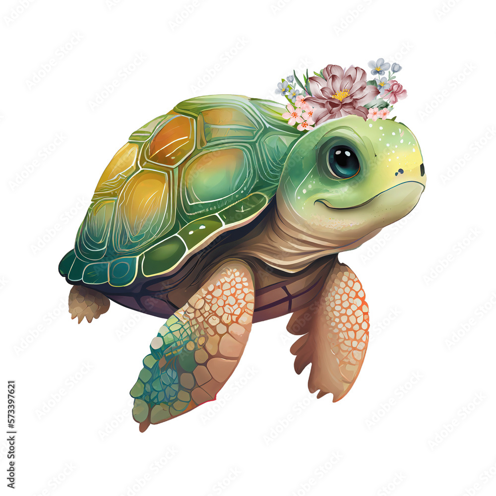 Cute Sea Turtle Pastel Color Watercolor Clipart, Sea Turtle with ...