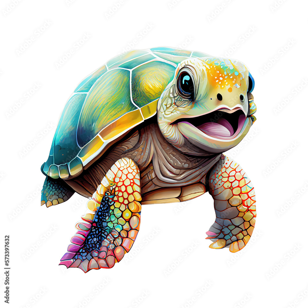 Cute Sea Turtle Pastel Color Watercolor Clipart Stock Illustration ...