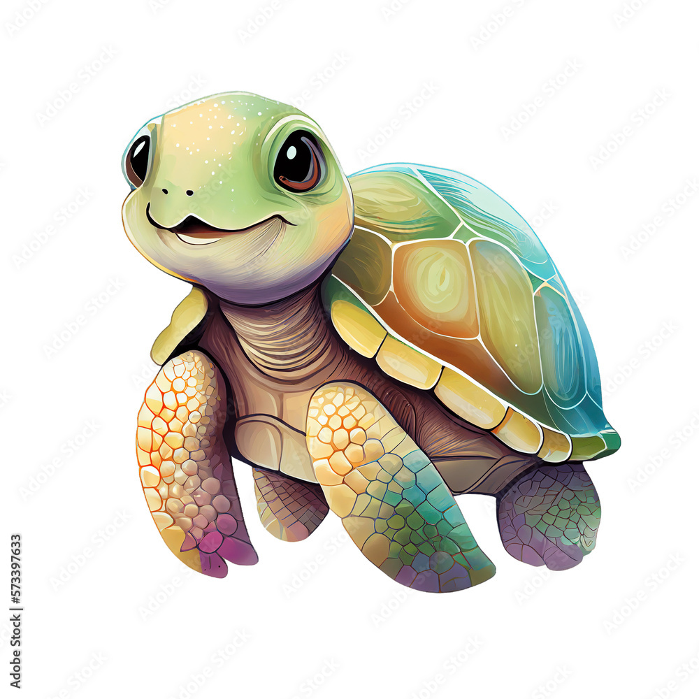Cute Sea Turtle Pastel Color Watercolor Clipart Stock Illustration ...