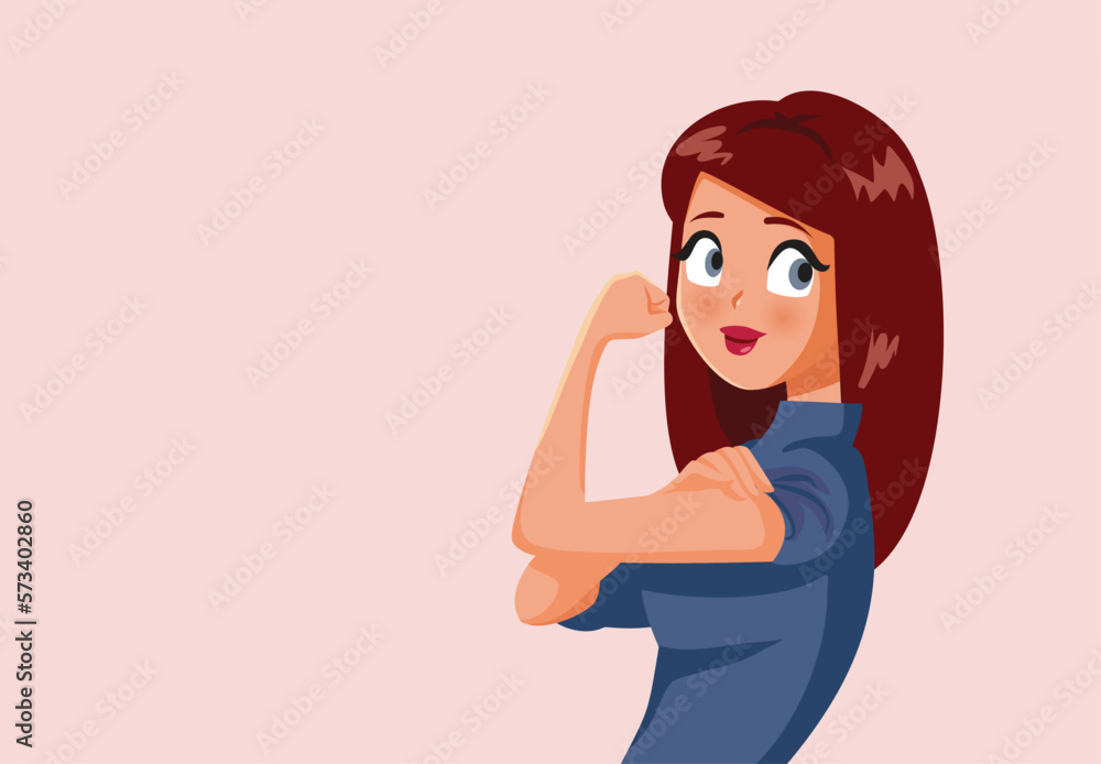 Strong Woman Showing her Strength Braving with Confidence Vector ...