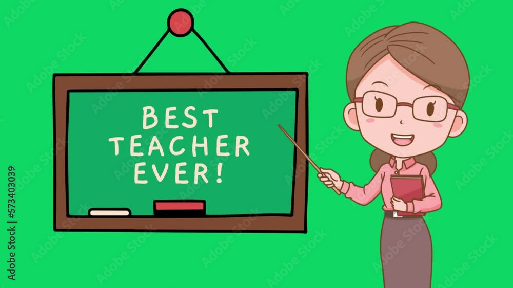 best teacher ever short animated video footage. female tutor with stick ...