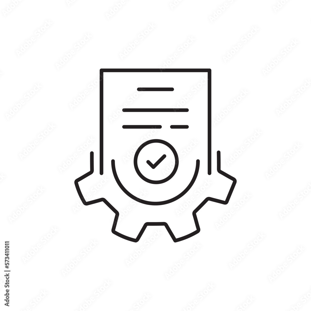 doc with gear icon like approved document flow. concept of paperwork ...