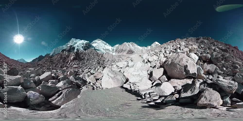 Video Stock 360 vr panoramic view of the Everest Base camp place. Mount ...