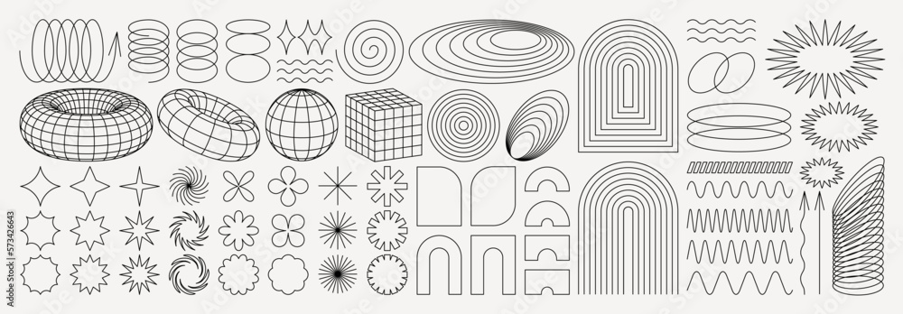 Brutalist abstract geometric shapes and grids. Brutal contemporary ...