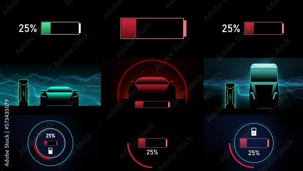 Silhouette of the futuristic electric sport car charging on power ...