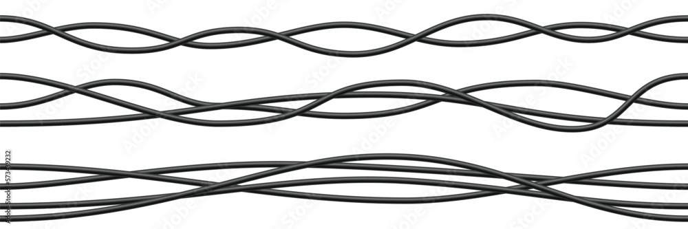 Realistic electrical wires. Cable power energy. Flexible thick network ...