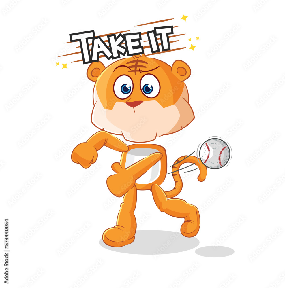 Vetor de tiger throwing baseball vector. cartoon character do Stock ...