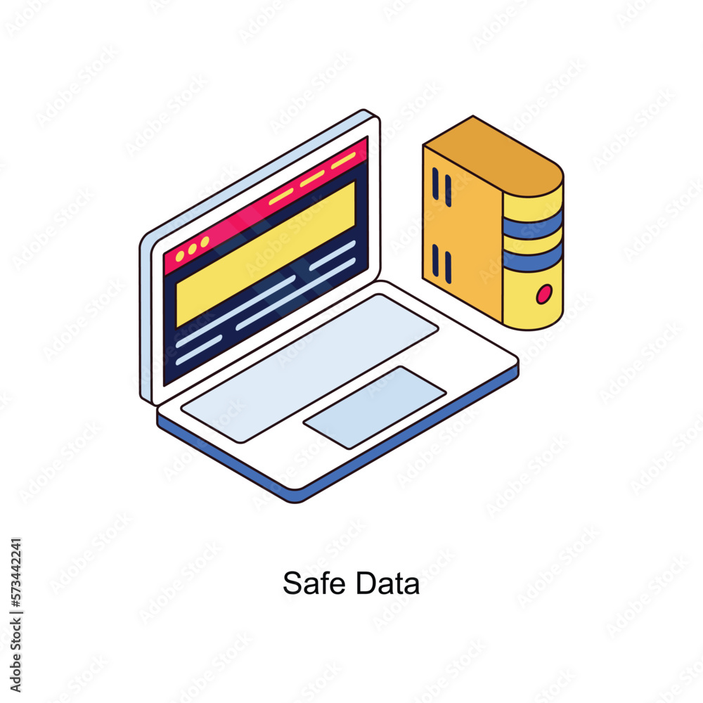Safe Data Vector Isometric Filled Outline icon for your digital or ...