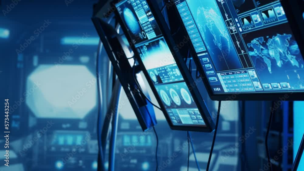 Futuristic spaceship control panel interface. Spacecraft digital ...