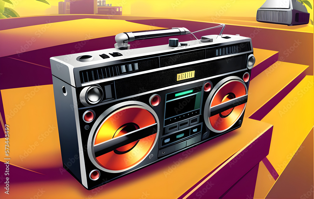 Illustration of a Radio / Ghettoblaster / Boombox on a graphical ...