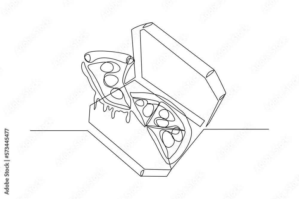 Continuous single one line drawing art of delicious hand holding sliced ...