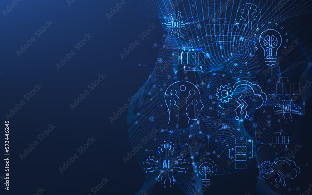 Artificial Intelligence (AI) Molecular structure background concept ...