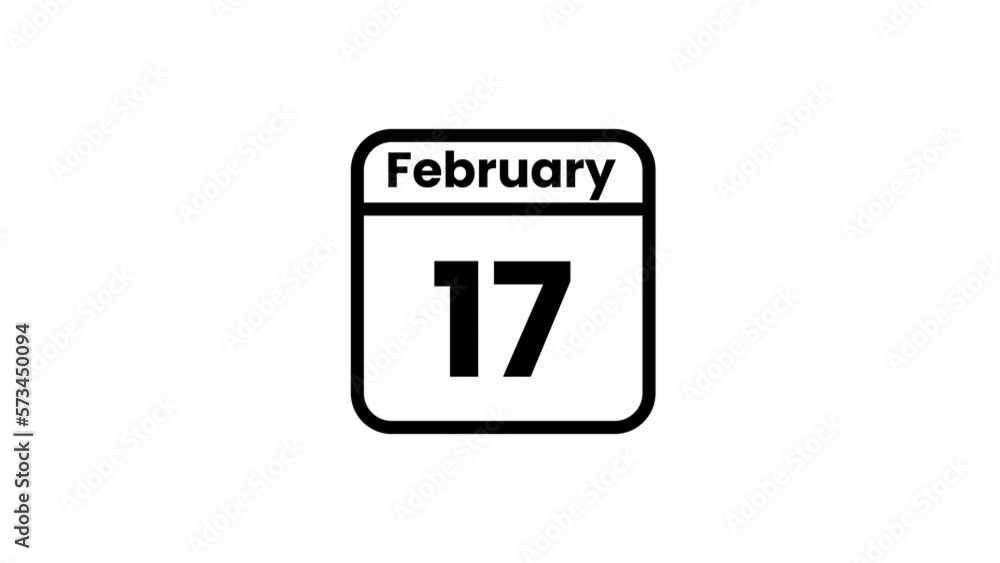 17 February calendar icon animation. Luma matte with transparent ...