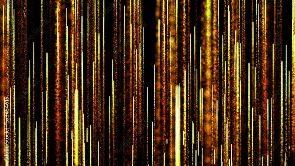 Falling glittering particles streaks animation. Abstract defocused gold ...