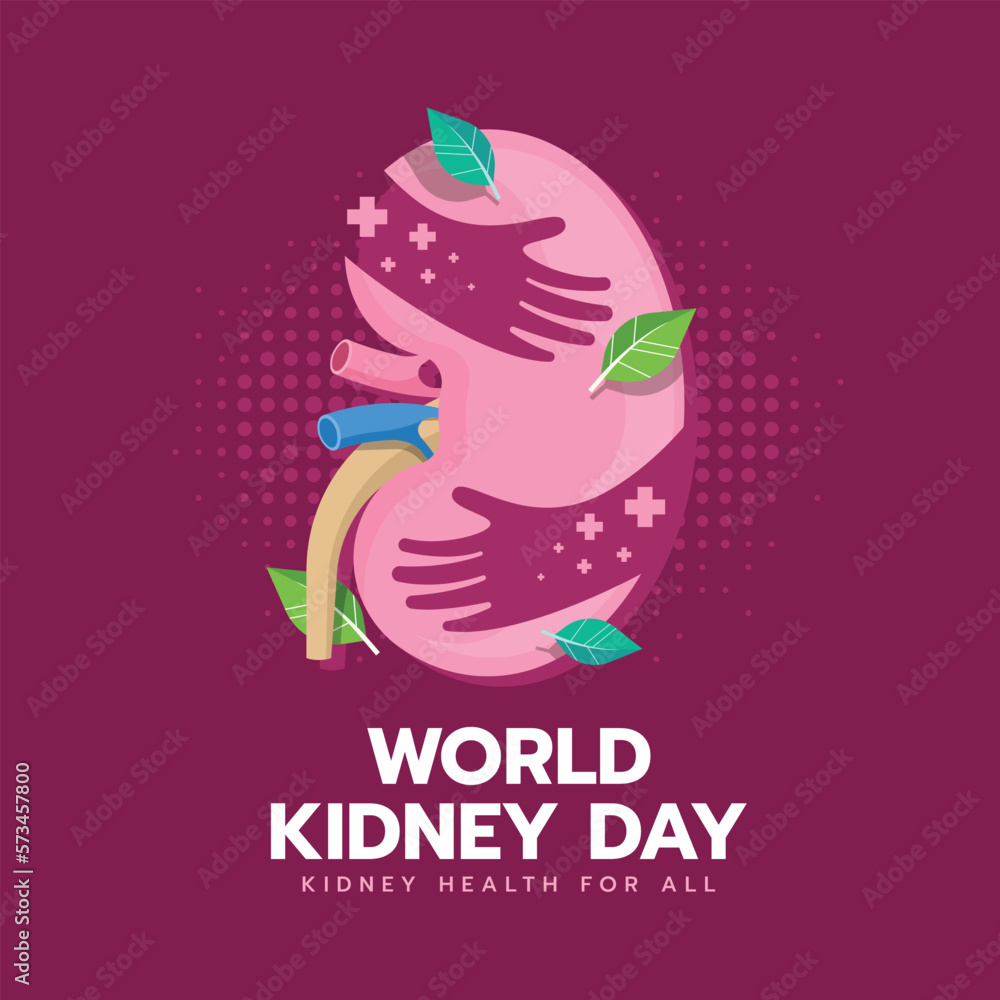 World kidney day - Two hand hug pink kidney with leafs and cross plus ...