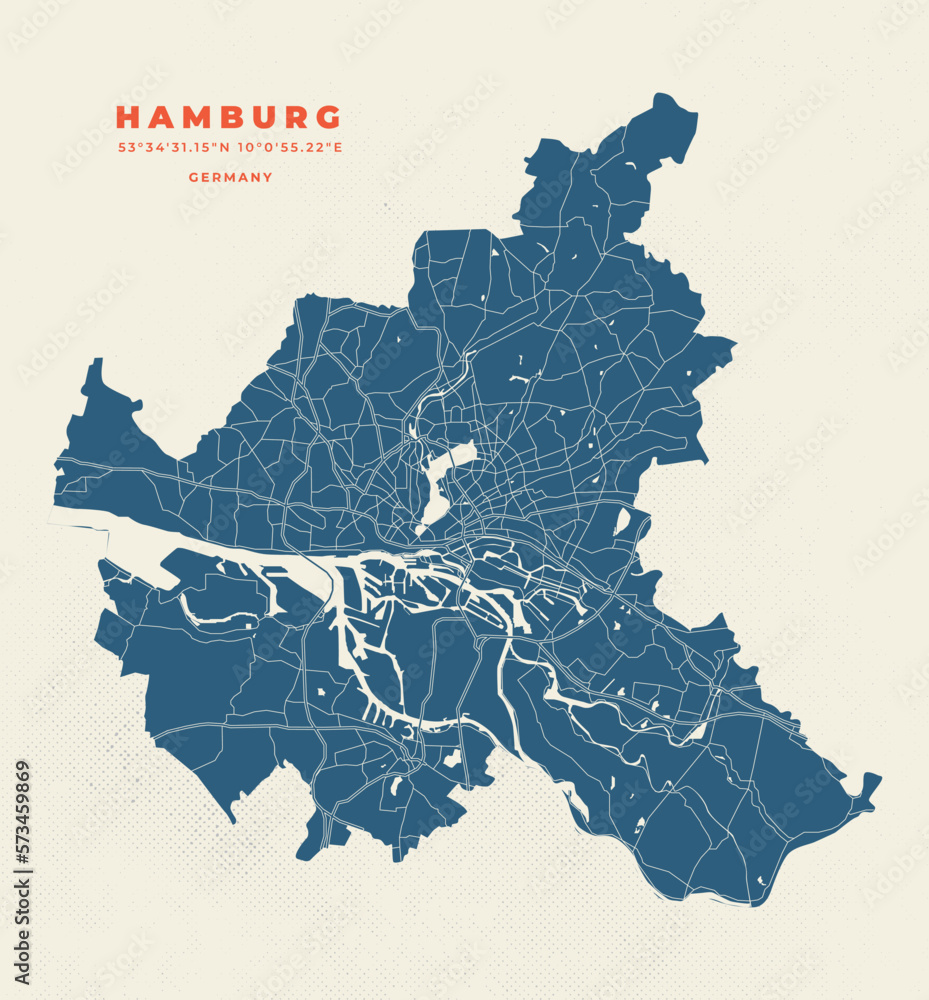 Hamburg map vector poster flyer Stock Vector | Adobe Stock