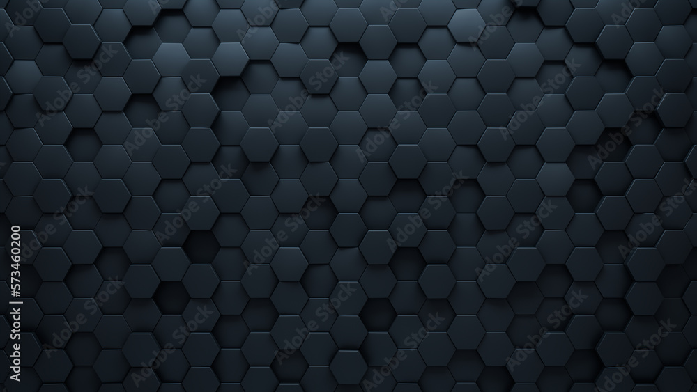 Black Tiles arranged to create a 3D wall. Hexagonal, Futuristic ...