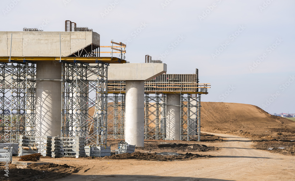 Construction industry. The construction site of a new highway in Tunari ...