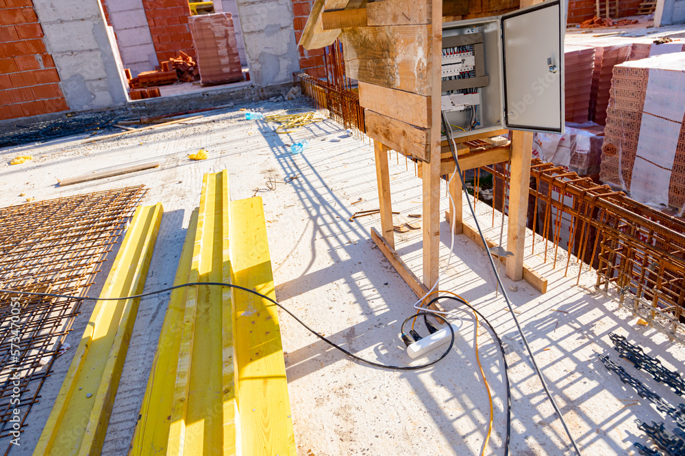 Electric power supply at construction site, electrical control circuit ...