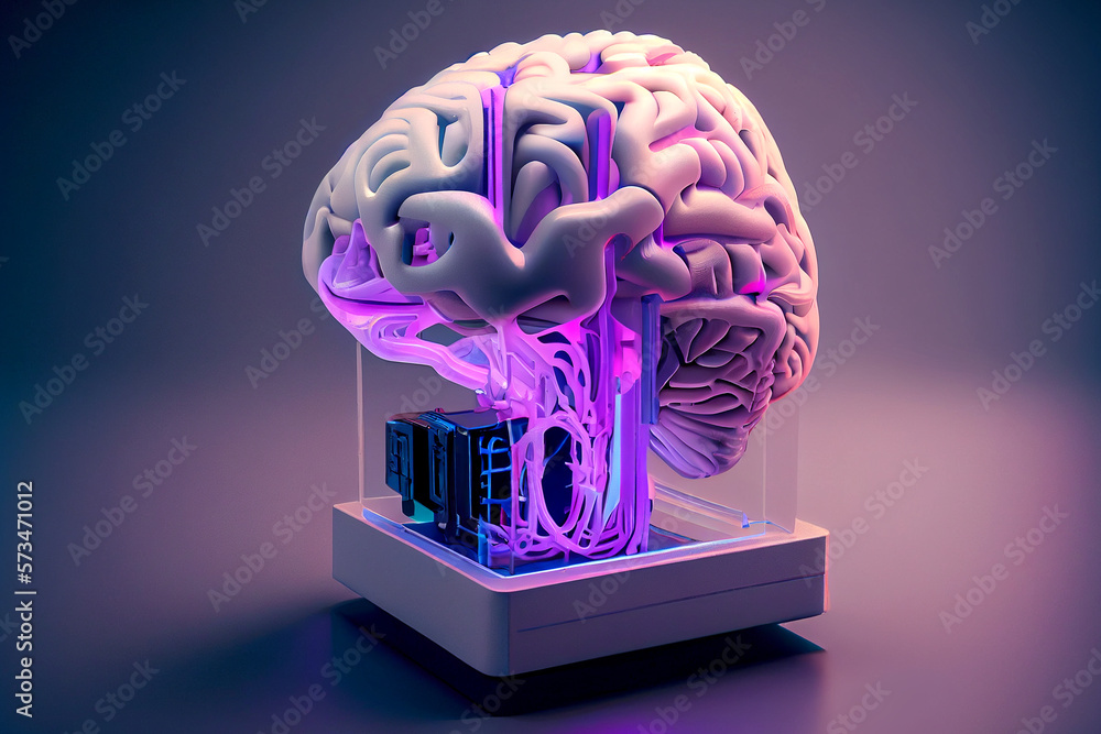 Human brain model printed on a 3D printer, showcasing the intricate ...