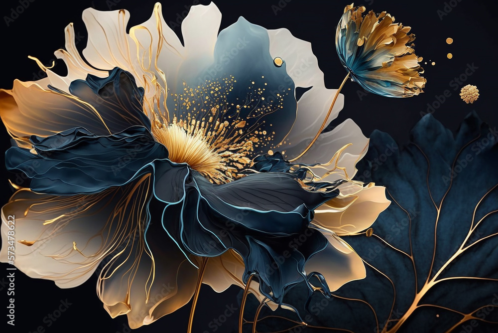 a wallpaper botanical flowers with one big flower for whole artwork ...