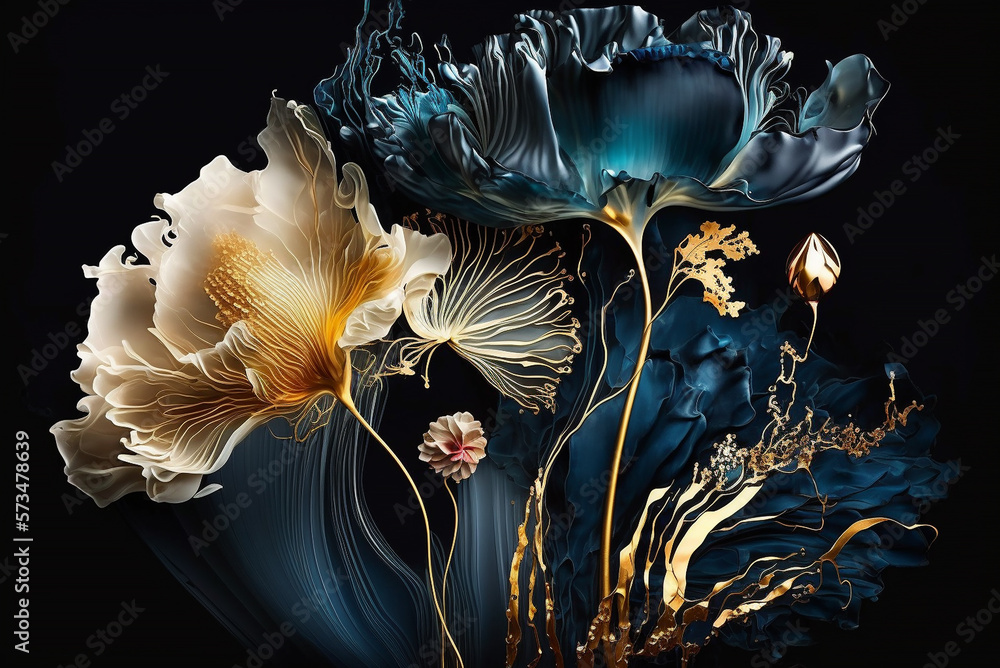 a wallpaper botanical flowers with one big flower for whole artwork ...