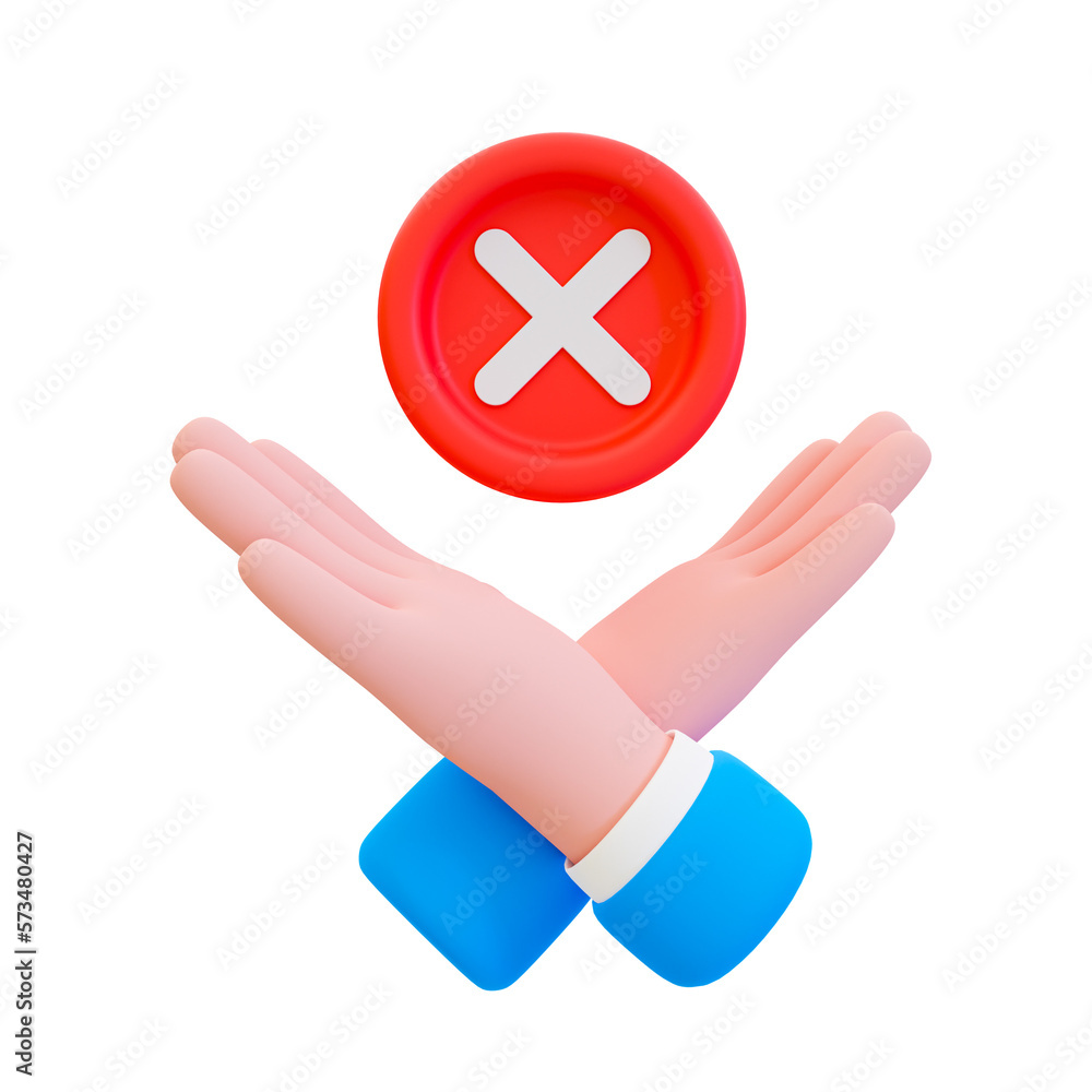 3d minimal Red wrong mark. cancel icon. rejected, disapproved, no, False, not Ok, wrong Choices ...