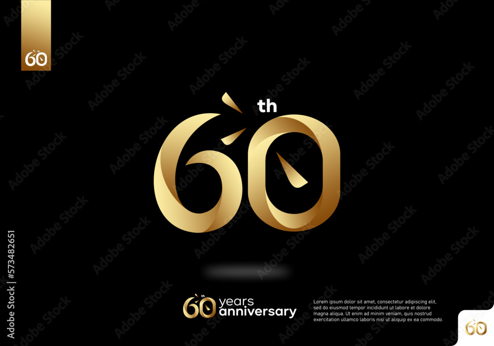 Number 60 gold logo icon design, 60th birthday logo number, 60th ...