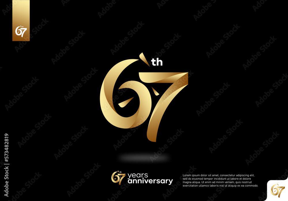 Number 67 gold logo icon design, 67th birthday logo number, 67th ...