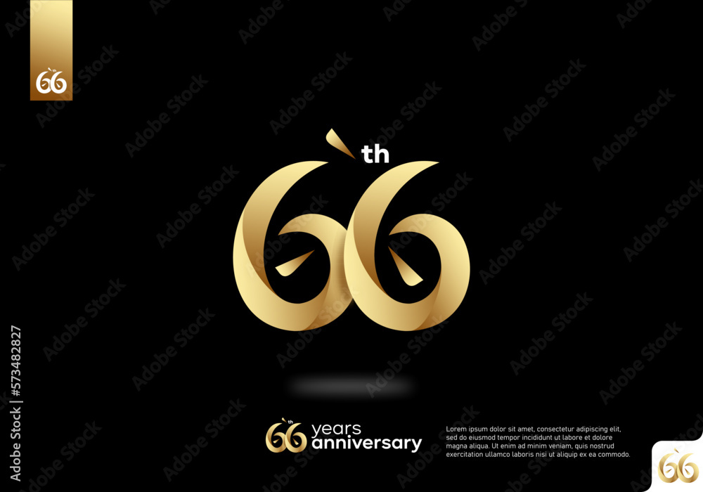 Number 66 gold logo icon design, 66th birthday logo number, 66th ...