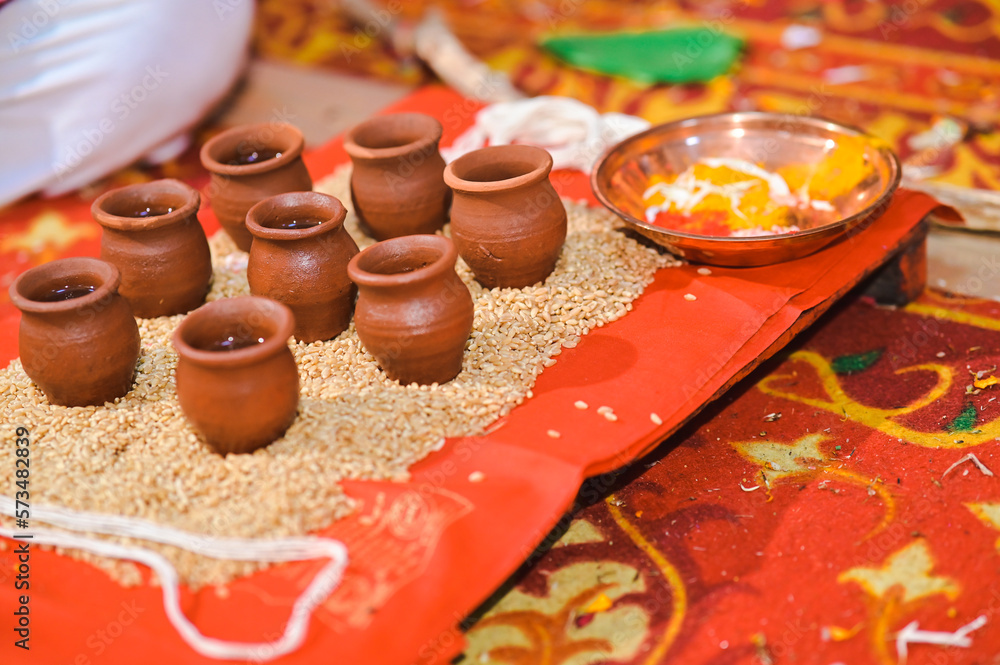 Kullad cups in hindu worship. Hindu ceremony and rituals. Maharashtra ...