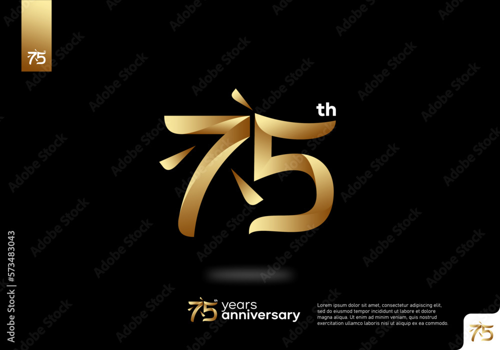 Number 75 gold logo icon design, 75th birthday logo number, 75th ...
