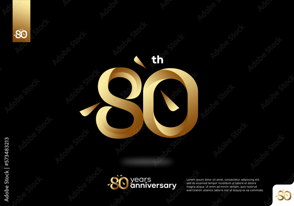 Number 80 gold logo icon design, 80th birthday logo number, 80th ...