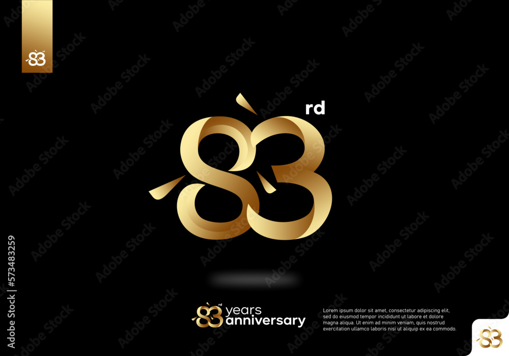 Number 83 gold logo icon design, 83rd birthday logo number, 83rd ...