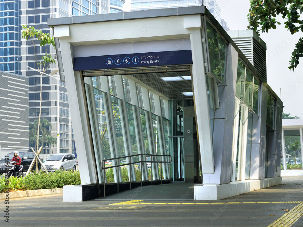 priority elevator to mrt station in jakarta Stock Photo | Adobe Stock