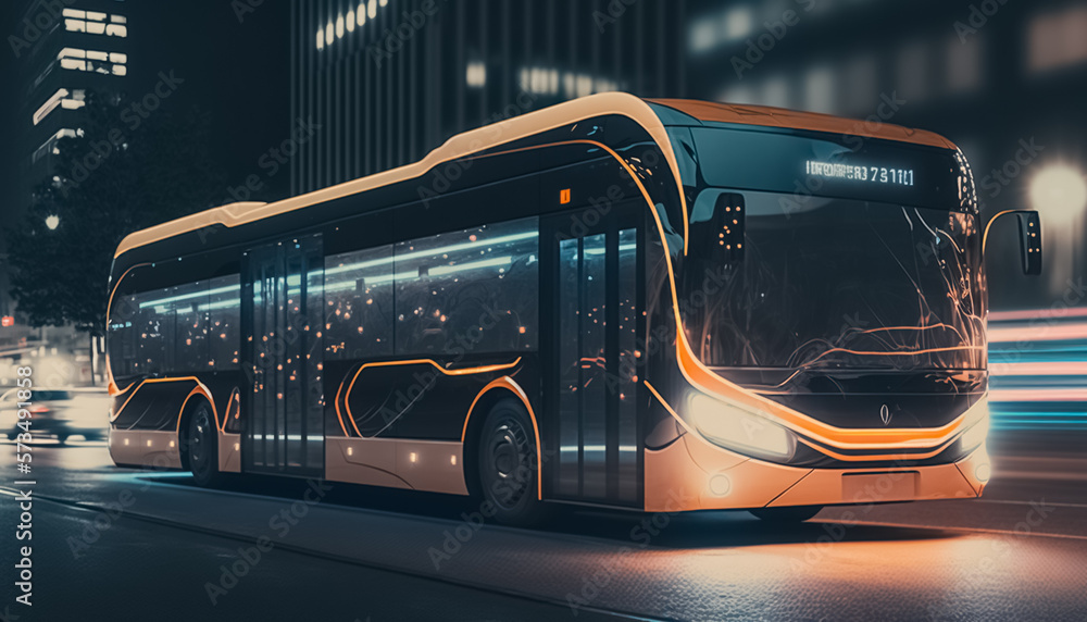 Future of urban autonomous mobility city bus. Public transport ...